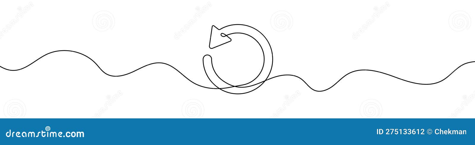 Recycling Arrow In Continuous Line Drawing Style. Line Art Of A Round ...