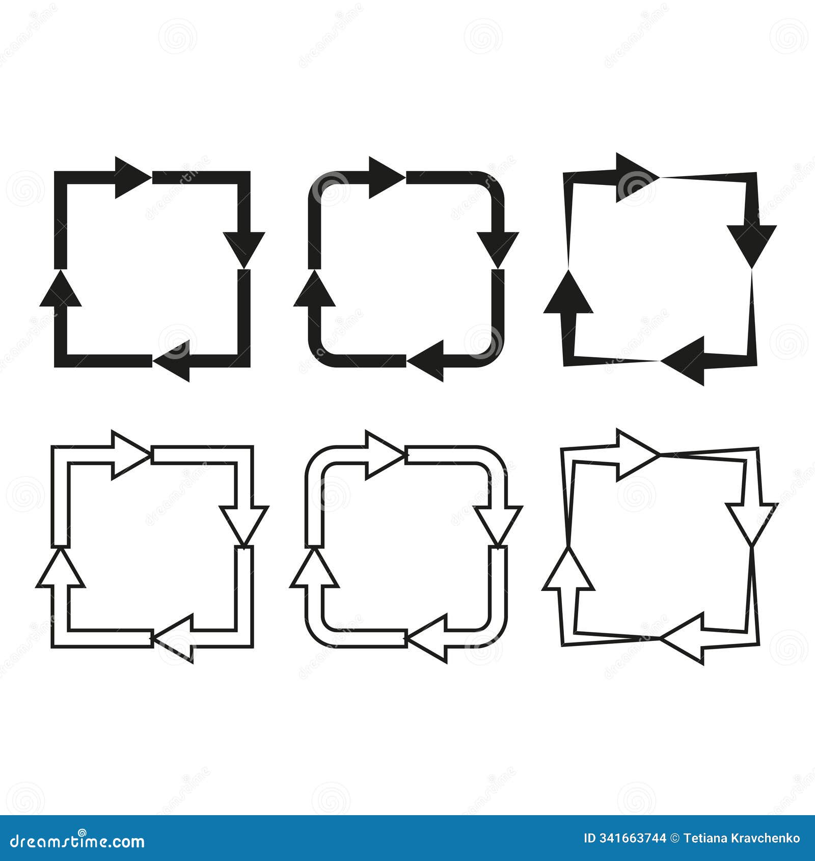 Recycling Arrows. Circular Flow Symbol. Arrows Cycle Shape. Outline ...