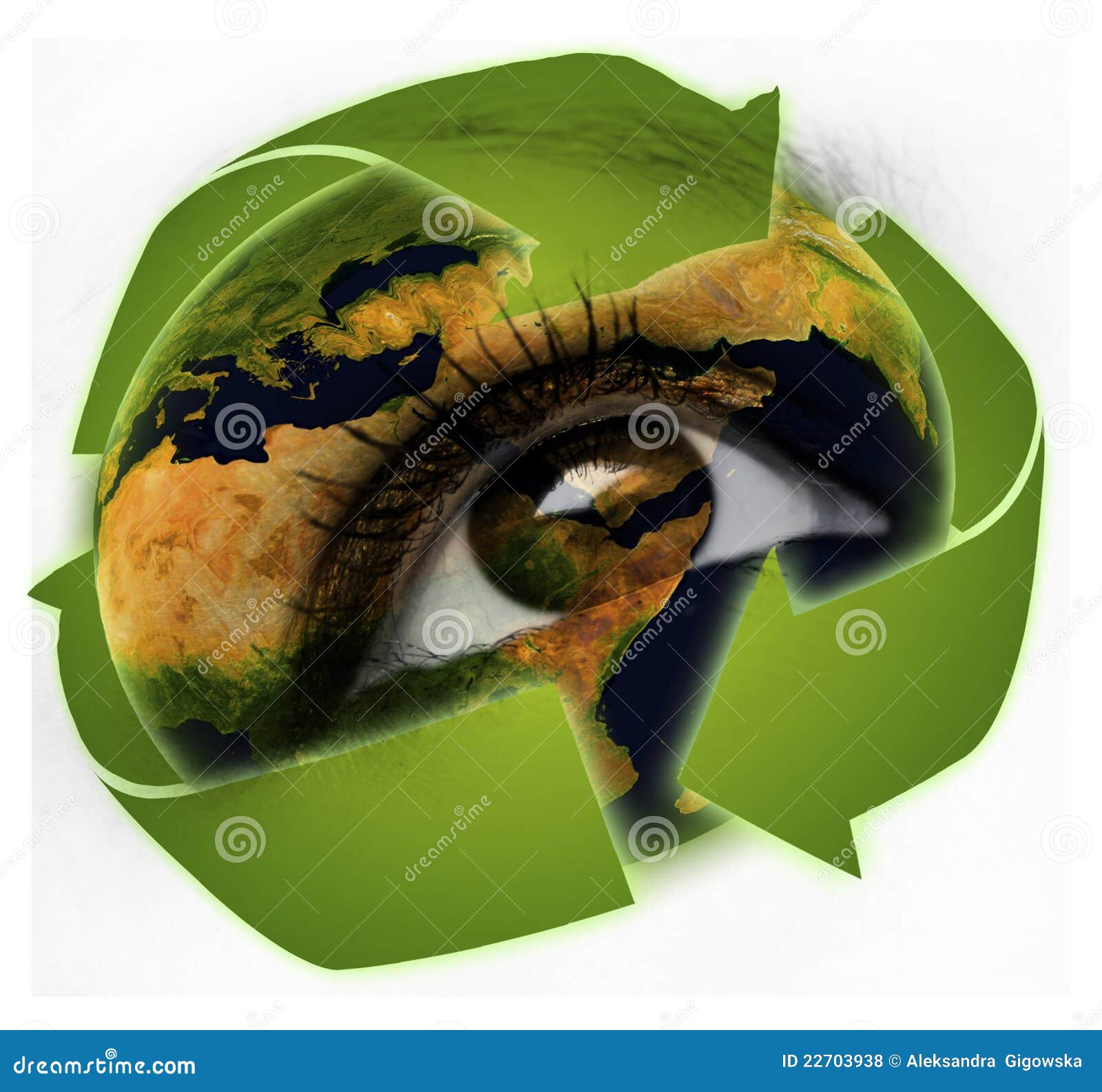 Recycling Arrows and Earth in Eye Stock Illustration - Illustration of ...