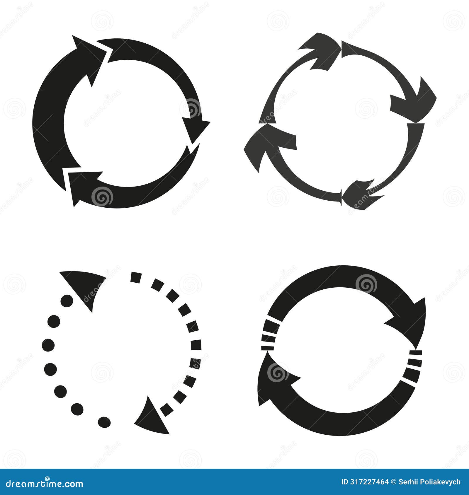 Recycling Arrows Icon Set Vector. Environmental Cyclic Process Symbols ...