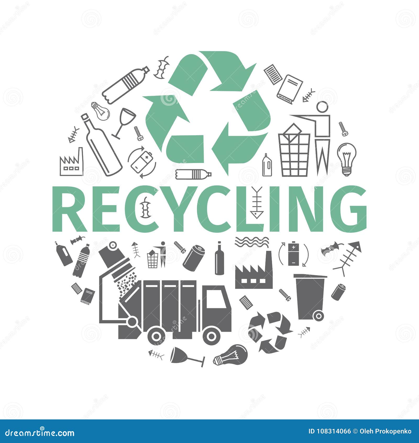 Recycling Banner. Line and Flat Icons. Waste Sorting Set. Vector ... Recycling Banner. Line and Flat Icons. Waste Sorting Set. Vector ...