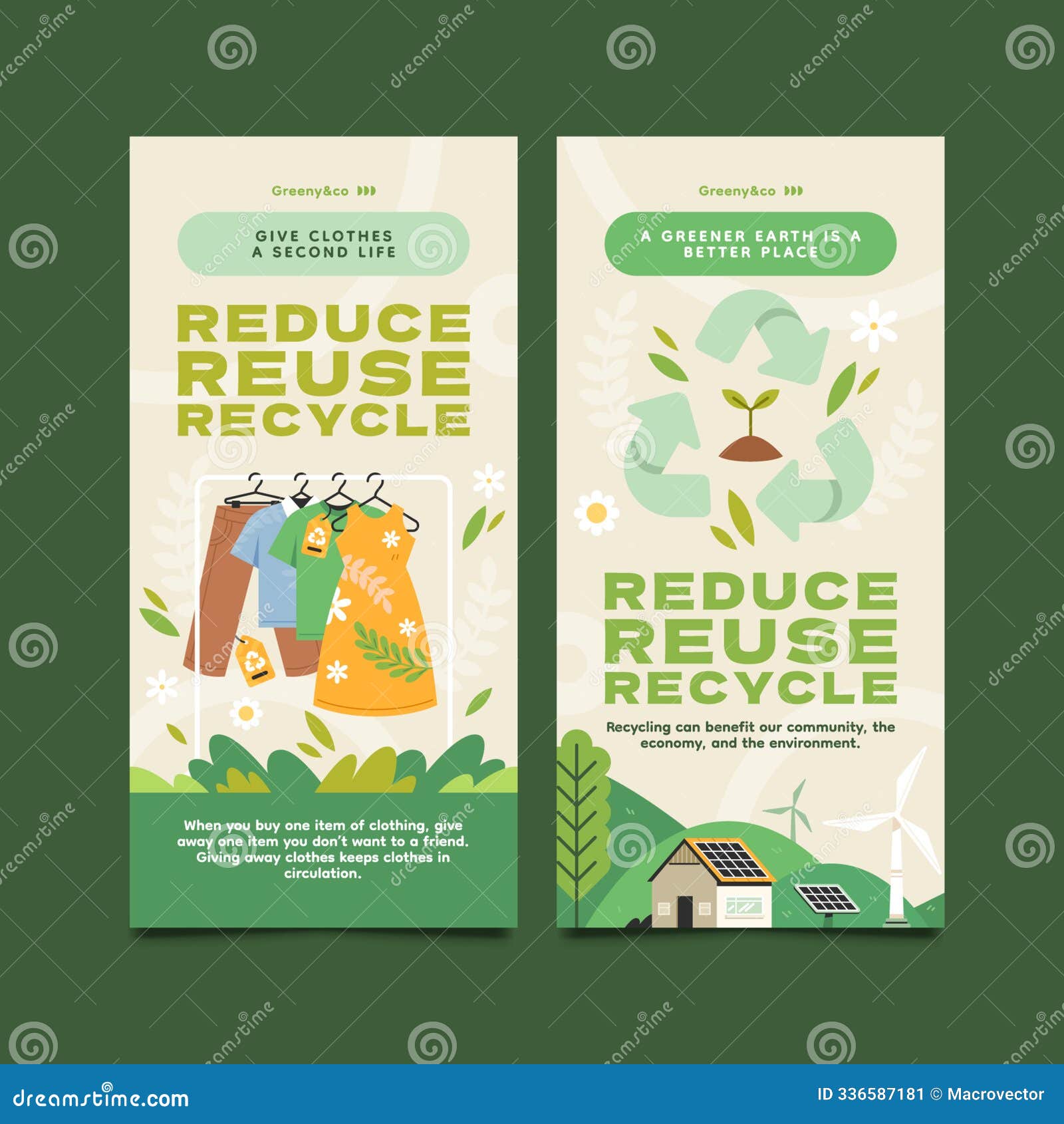 Recycling Banners in Flat Style Stock Illustration - Illustration of ...