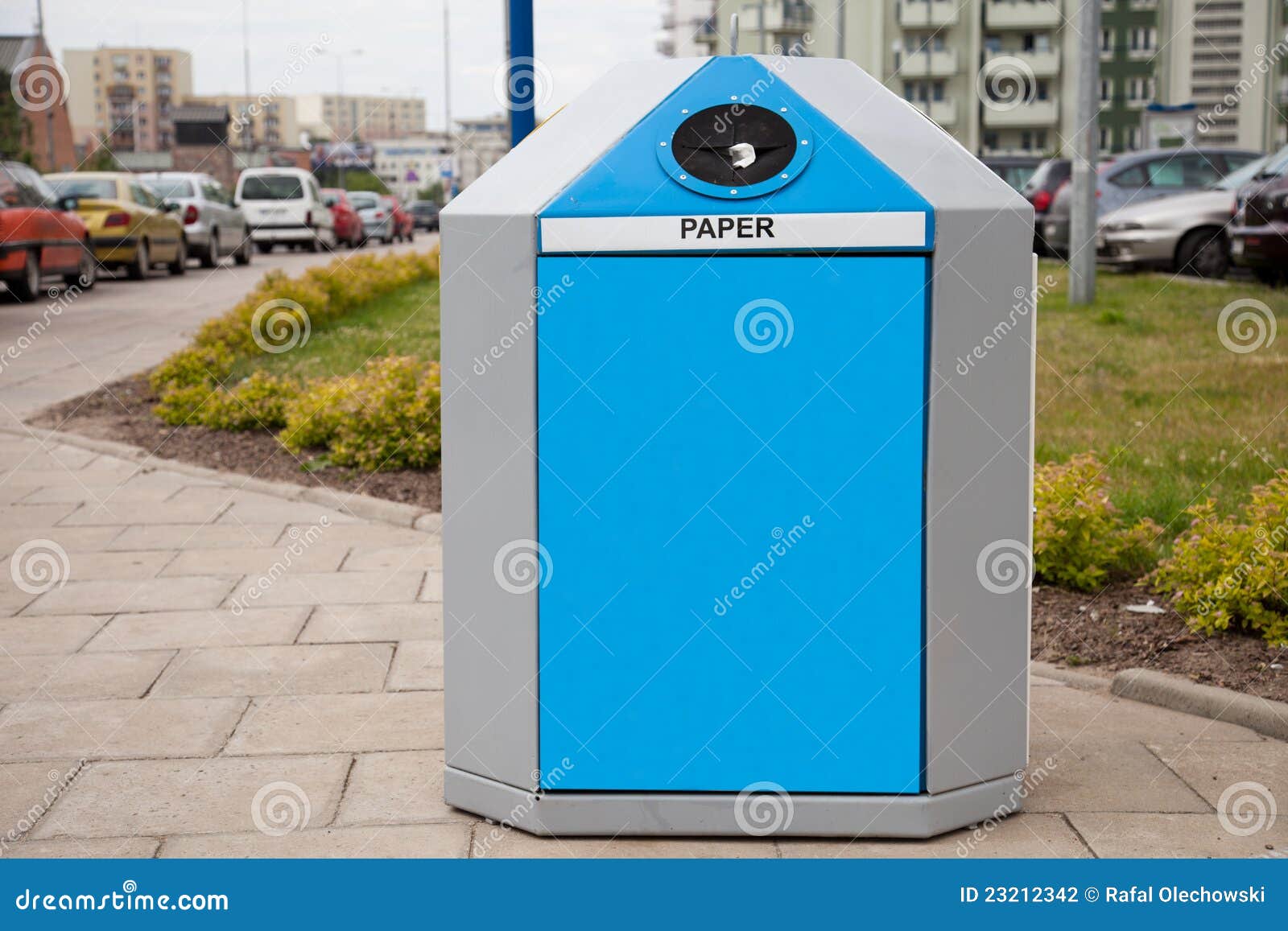 Recycling bin in a city stock photo. Image of environment - 23212342