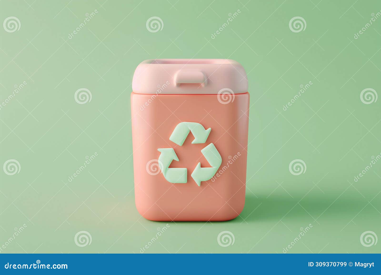 Recycling Bin 3d Render. Trash Bin with Recycle Symbol on Pastel ...