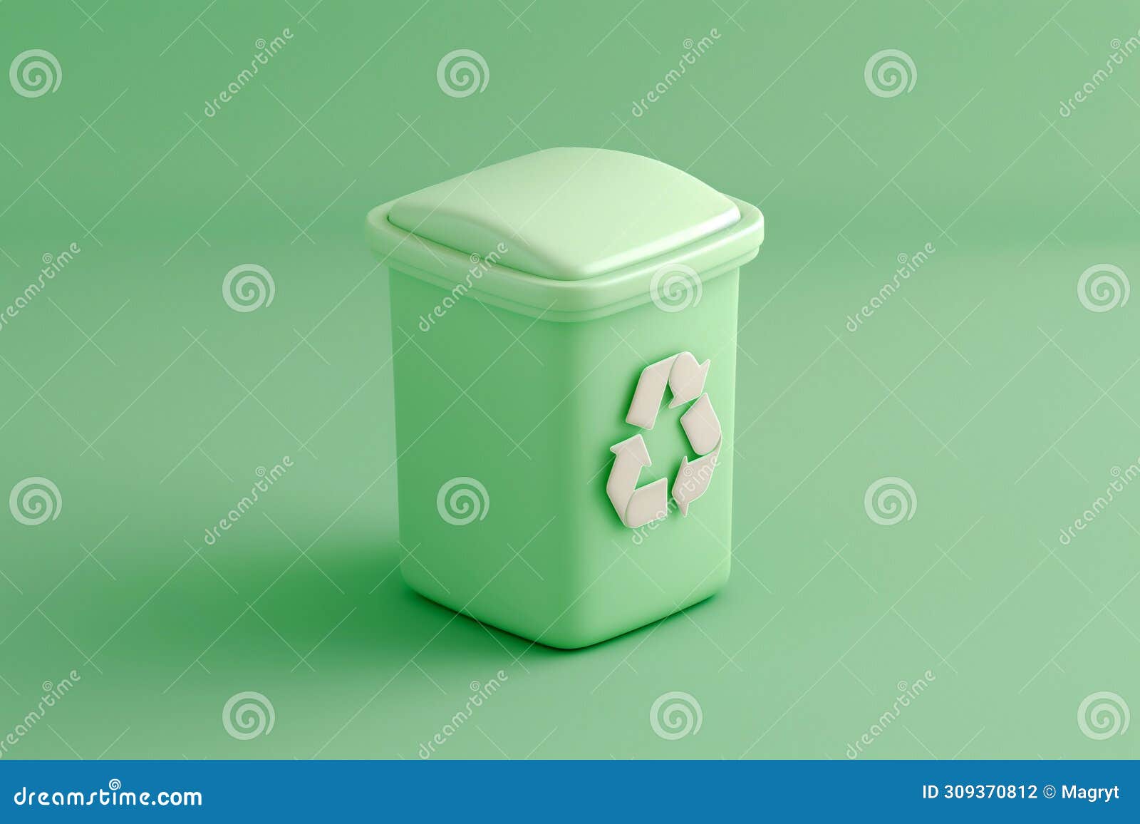Recycling Bin 3d Render. Trash Bin with Recycle Symbol on Pastel ...