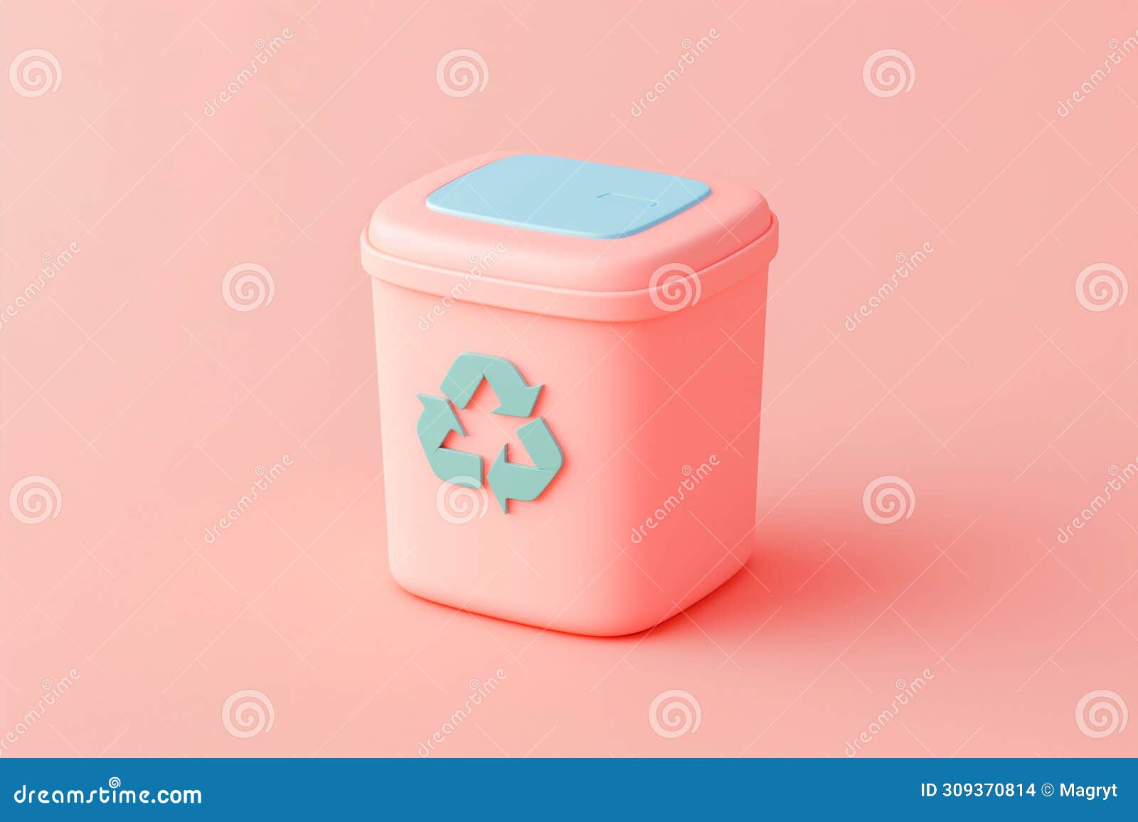 Recycling Bin 3d Render. Trash Bin with Recycle Symbol on Pastel ...