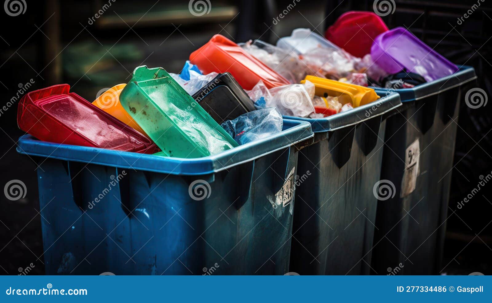 Recycling Bin Full of Plastic Waste, Separate Waste Collection Concept ...