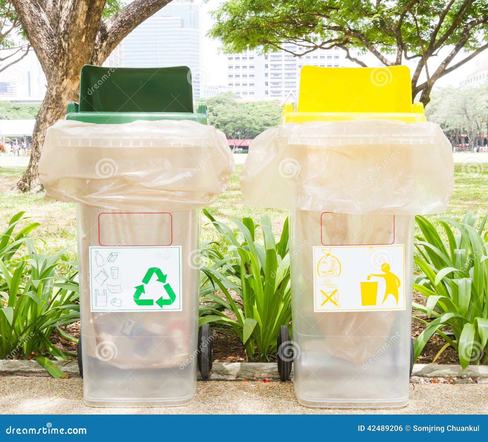 Recycling Bin and General Bin Stock Photo - Image of recycling, reuse ...