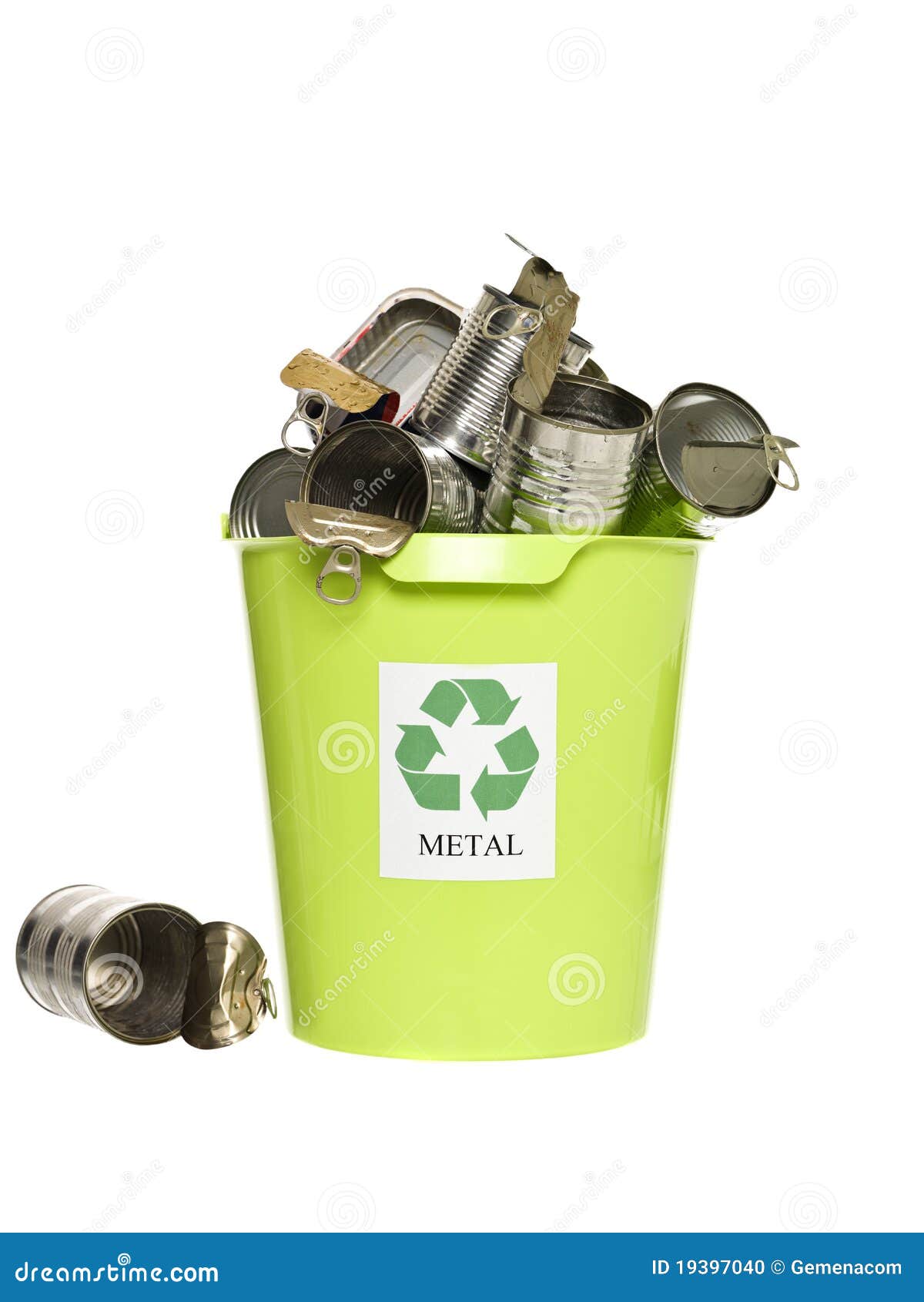 Recycling Bin With Metal Products Stock Photo - Image: 19397040