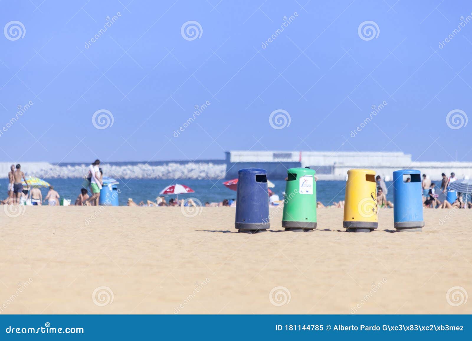Recycling Bins on the Beach Stock Image - Image of nature, seaside ...