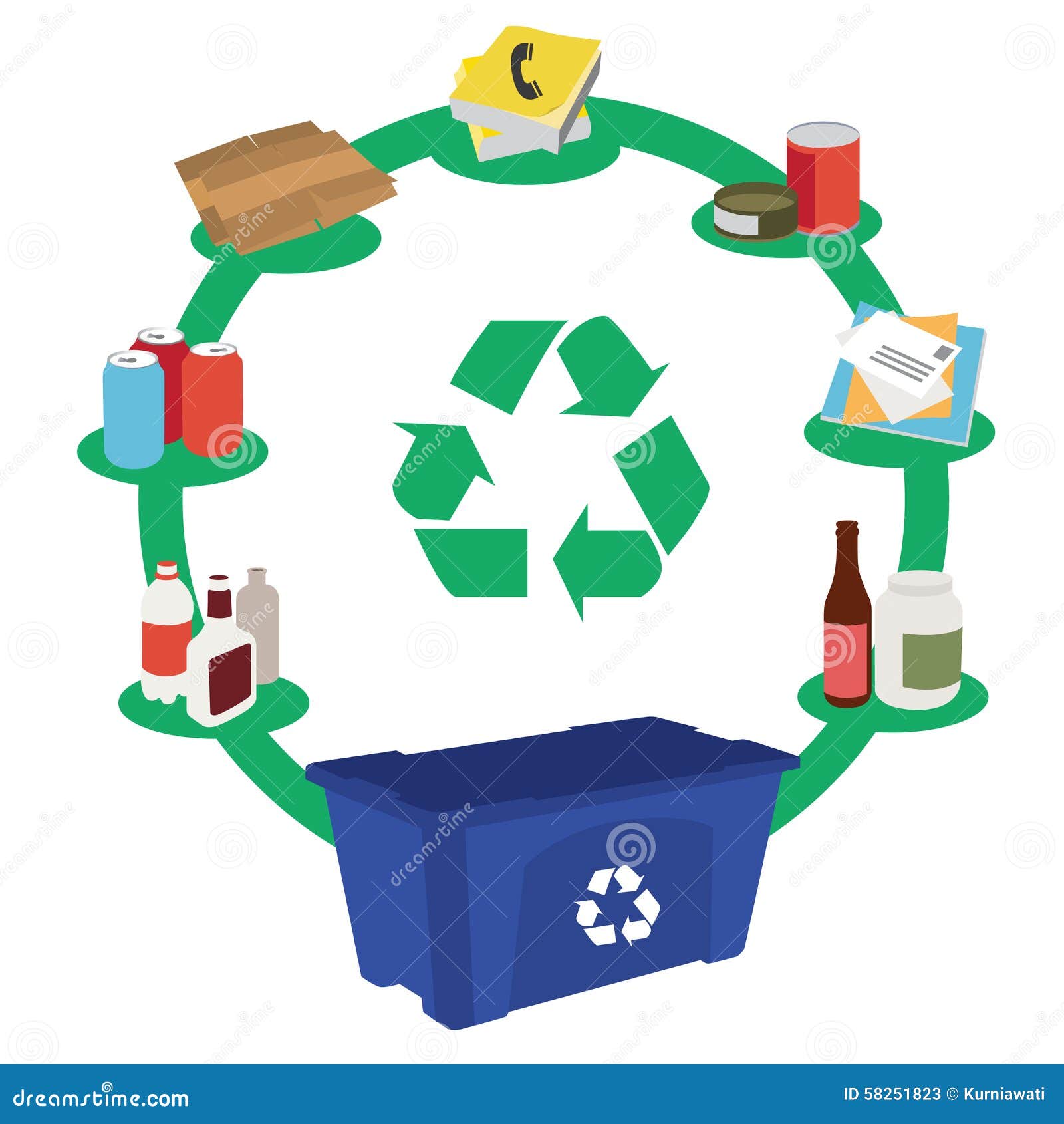 Recycling Bins Concept with Garbage Separation Stock Vector ...