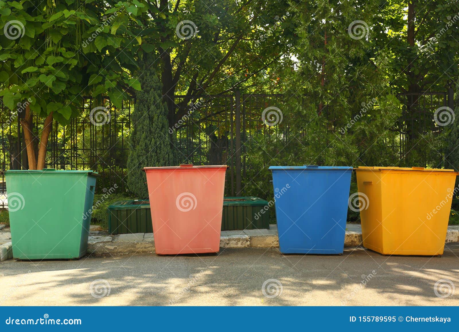 Recycling Bins for Different of Garbage Outdoors Stock Image - Image of ...