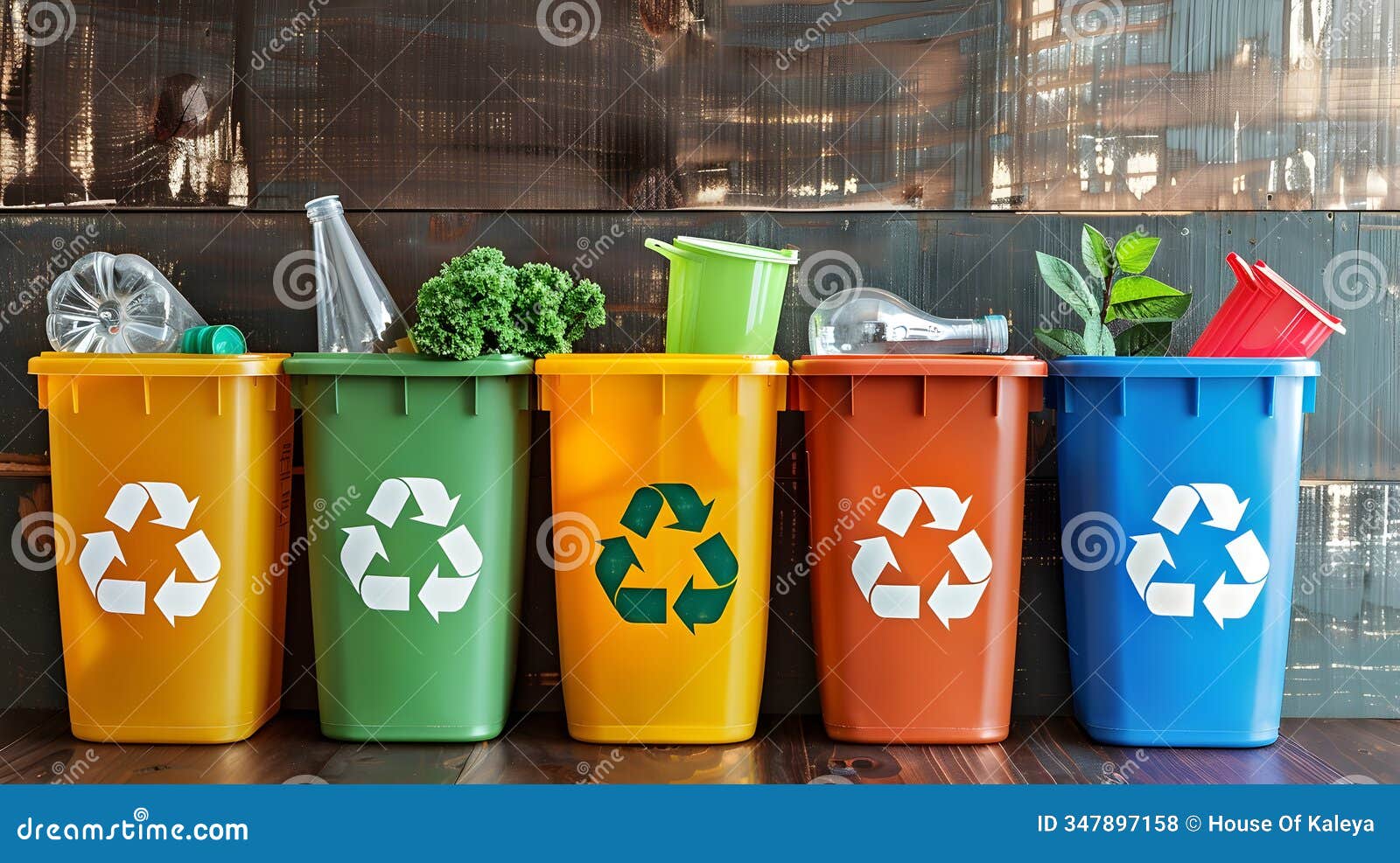 Recycling Bins with Recycle Symbol and Trash - Illustration Stock ...