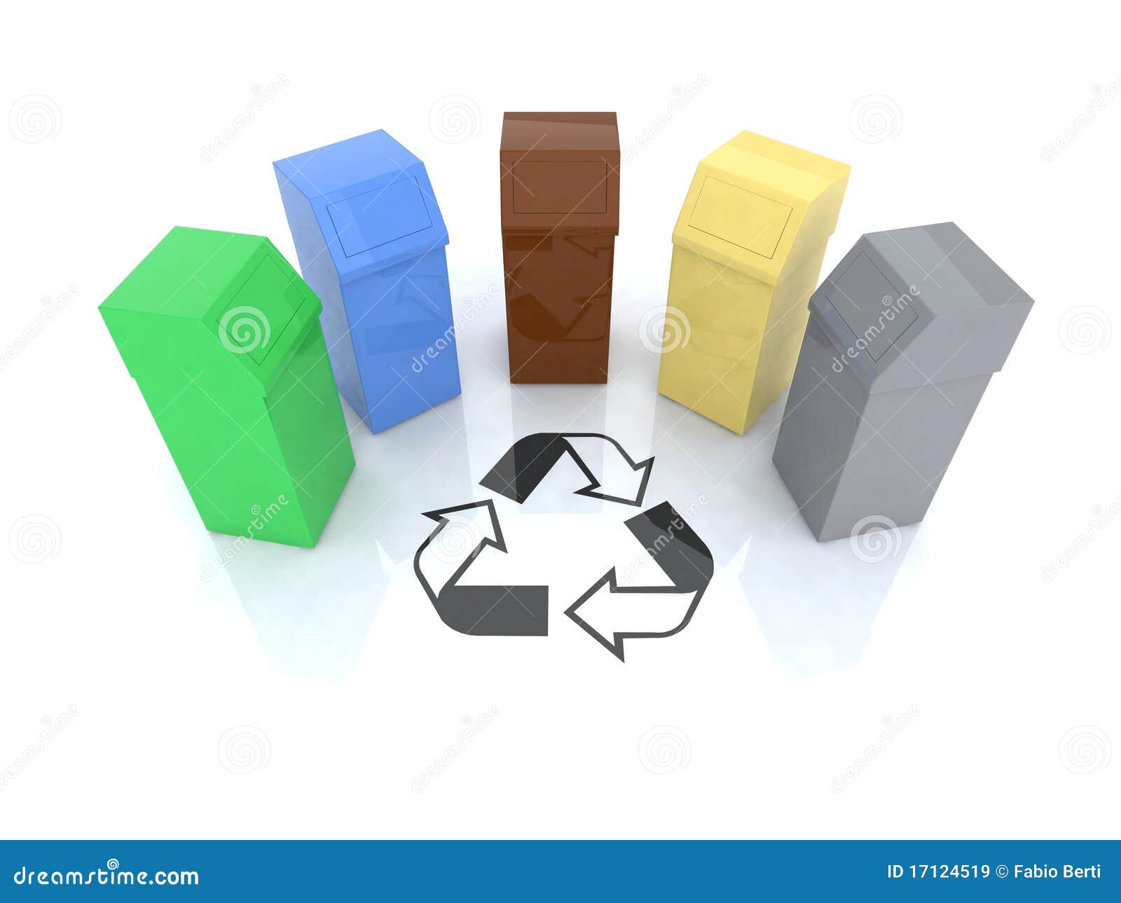 Recycling Bins with Recycling Mark Stock Illustration - Illustration of ...