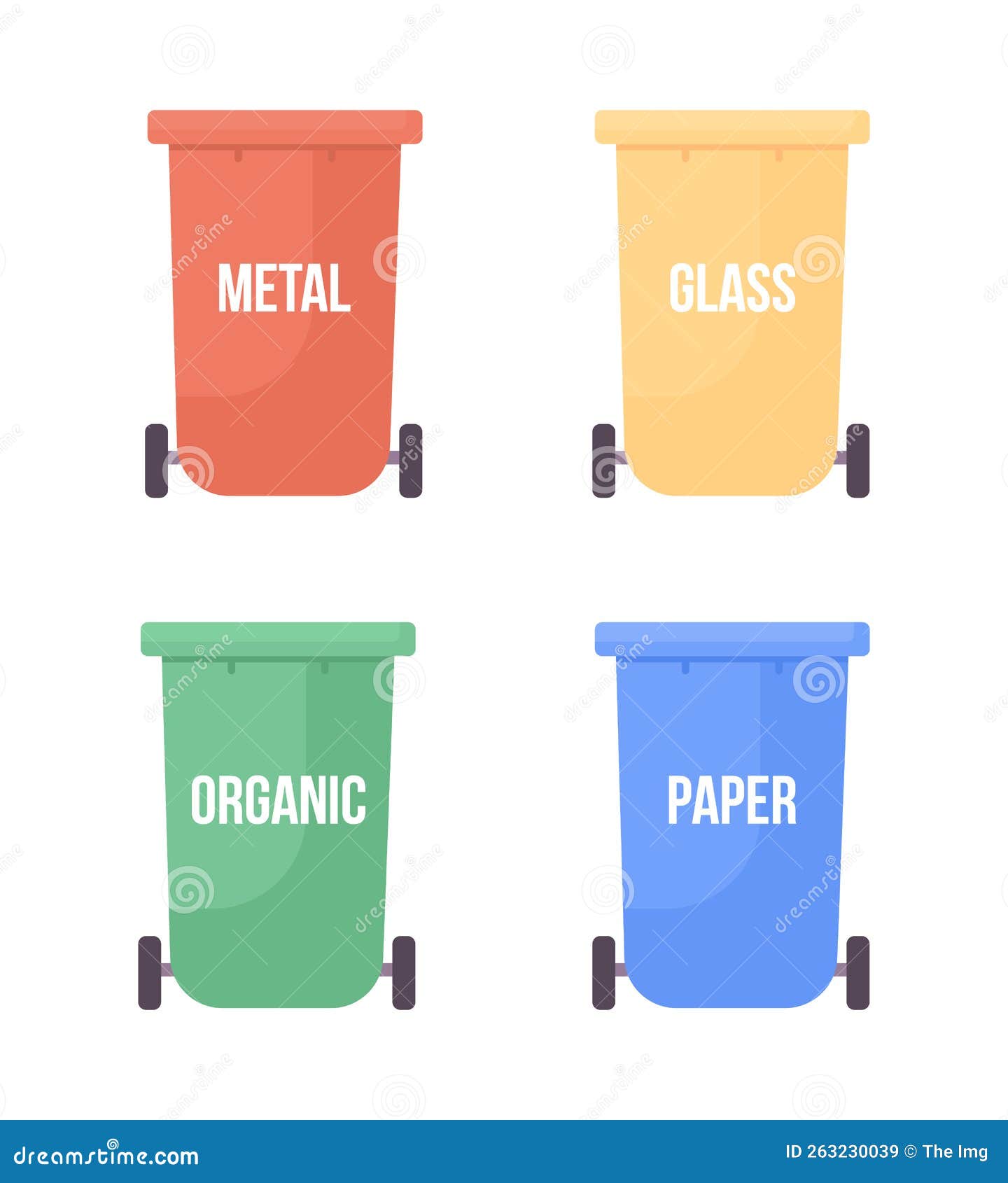 Recycling Bins Semi Flat Color Vector Objects Set Stock Vector ...