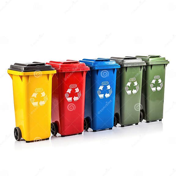 Recycling Bins Set, Garbage Bins in 4 Different Color, Color Coded ...
