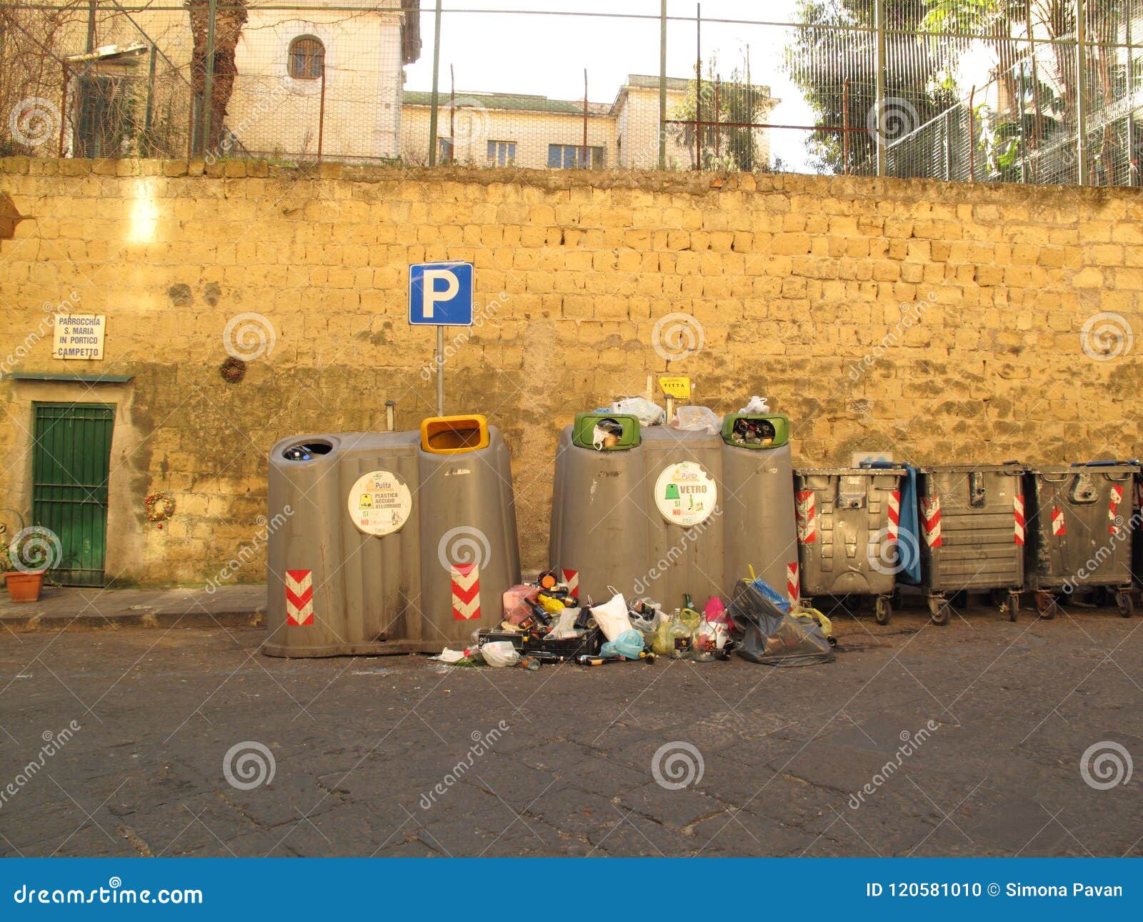 Recycling bins in Naples editorial image. Image of urban - 120581010