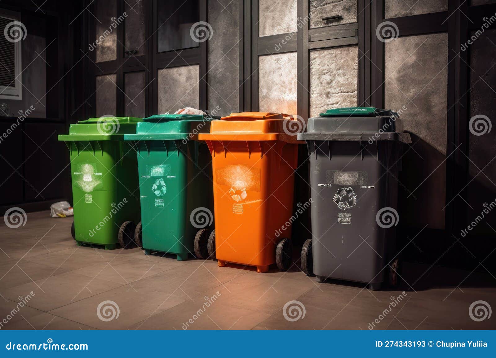 Recycling Bins and Waste Segregation. AI Generated Stock Illustration ...