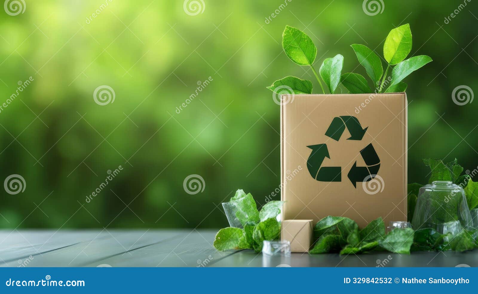 Recycling Box with Green Plants and Symbols Stock Illustration ...