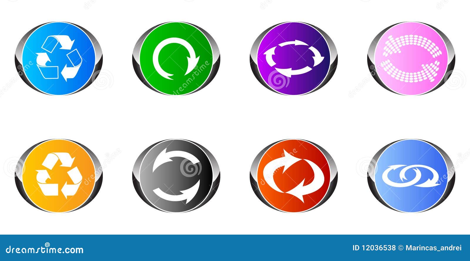 Recycling buttons stock vector. Illustration of loop - 12036538