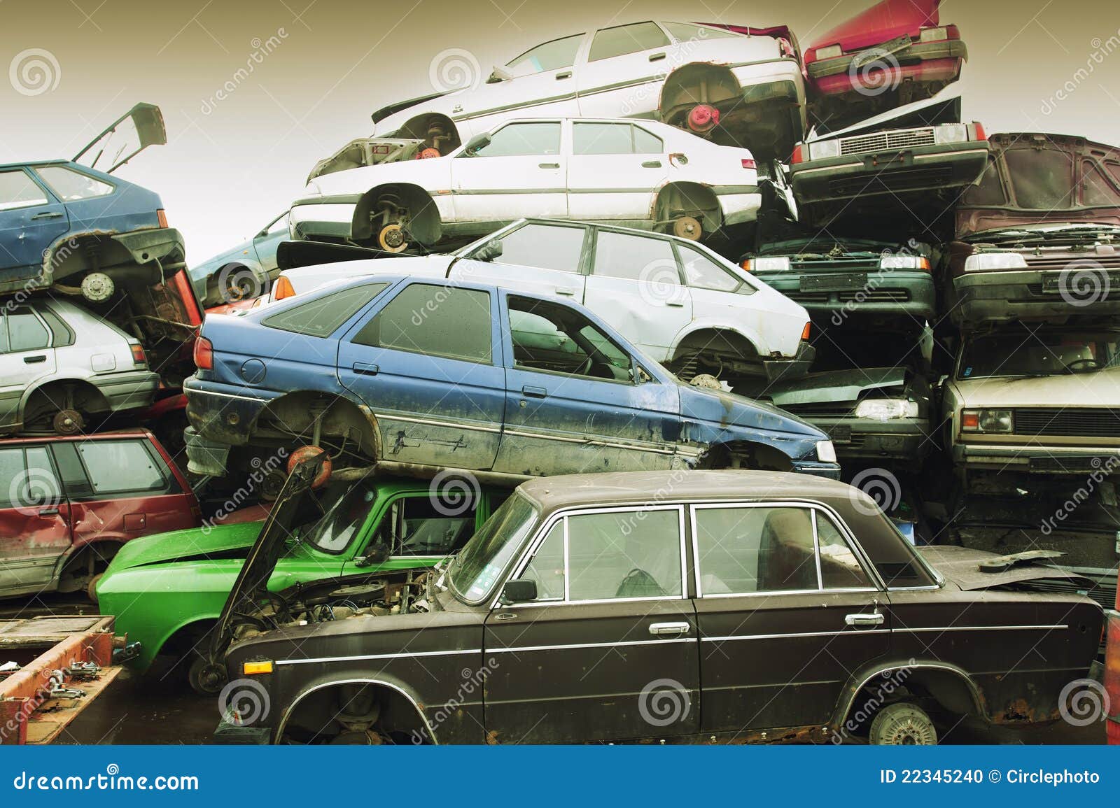 Recycling of cars stock photo. Image of copy, junkyard - 22345240