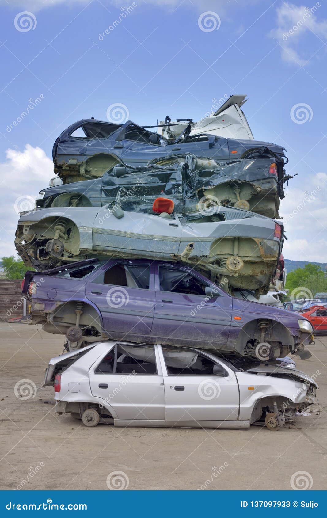 Recycling Cars Stack stock image. Image of facility - 137097933