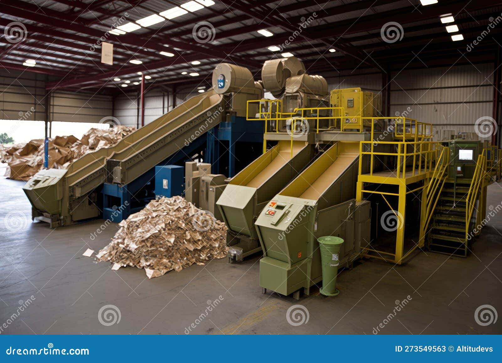 Recycling Center, with Bins and Sorting Machines for Different Types of ... Recycling Center, with Bins and Sorting Machines for Different Types of ...