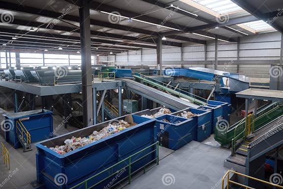 Recycling Center, with Bins and Sorting Machines for Separating ...