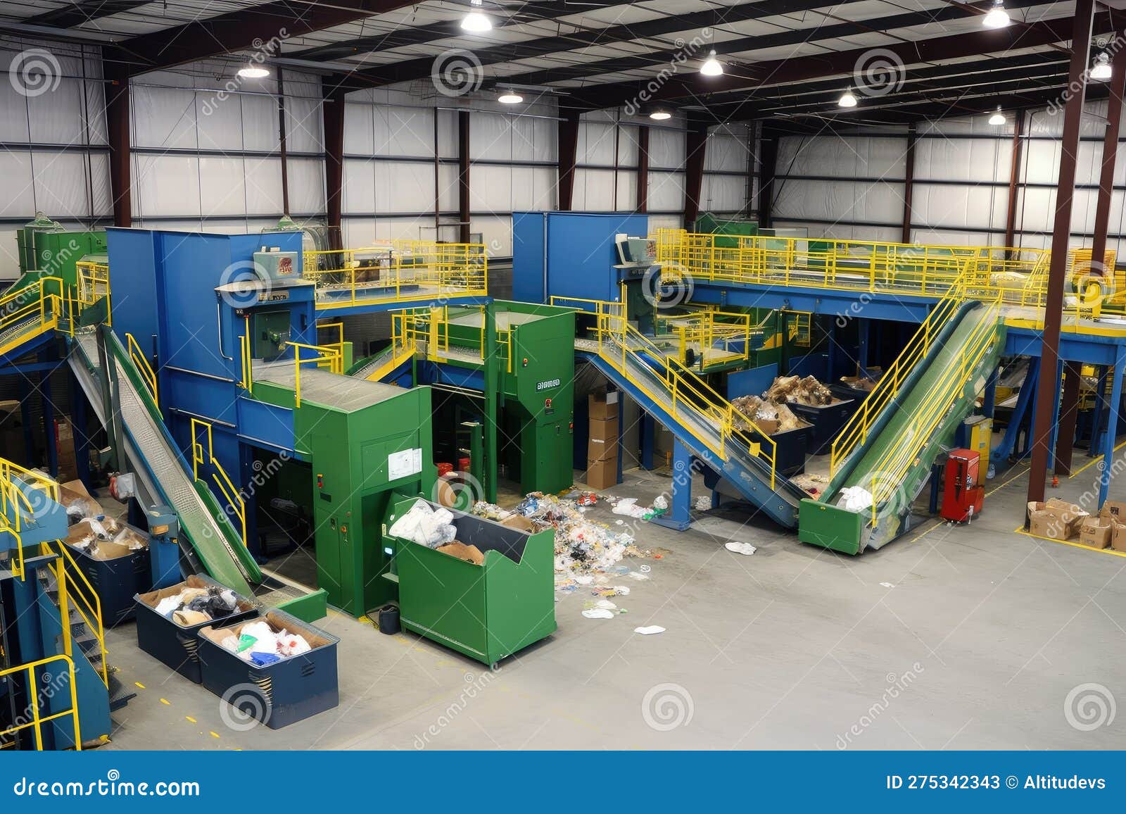 Recycling Center, with Bins and Sorting Machines for Separating ...