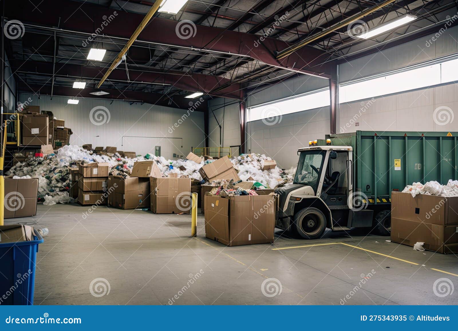 Recycling Center, with Bins and Trucks for Sorting Recyclables Stock ... Recycling Center, with Bins and Trucks for Sorting Recyclables Stock ...