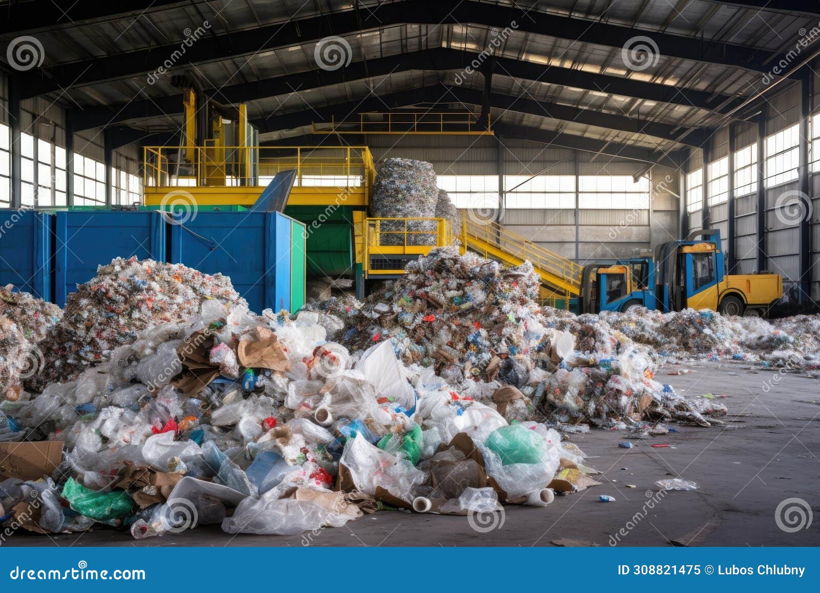 Recycling Centre with Plastic Garbage Piles Ready To Recycle Stock ...