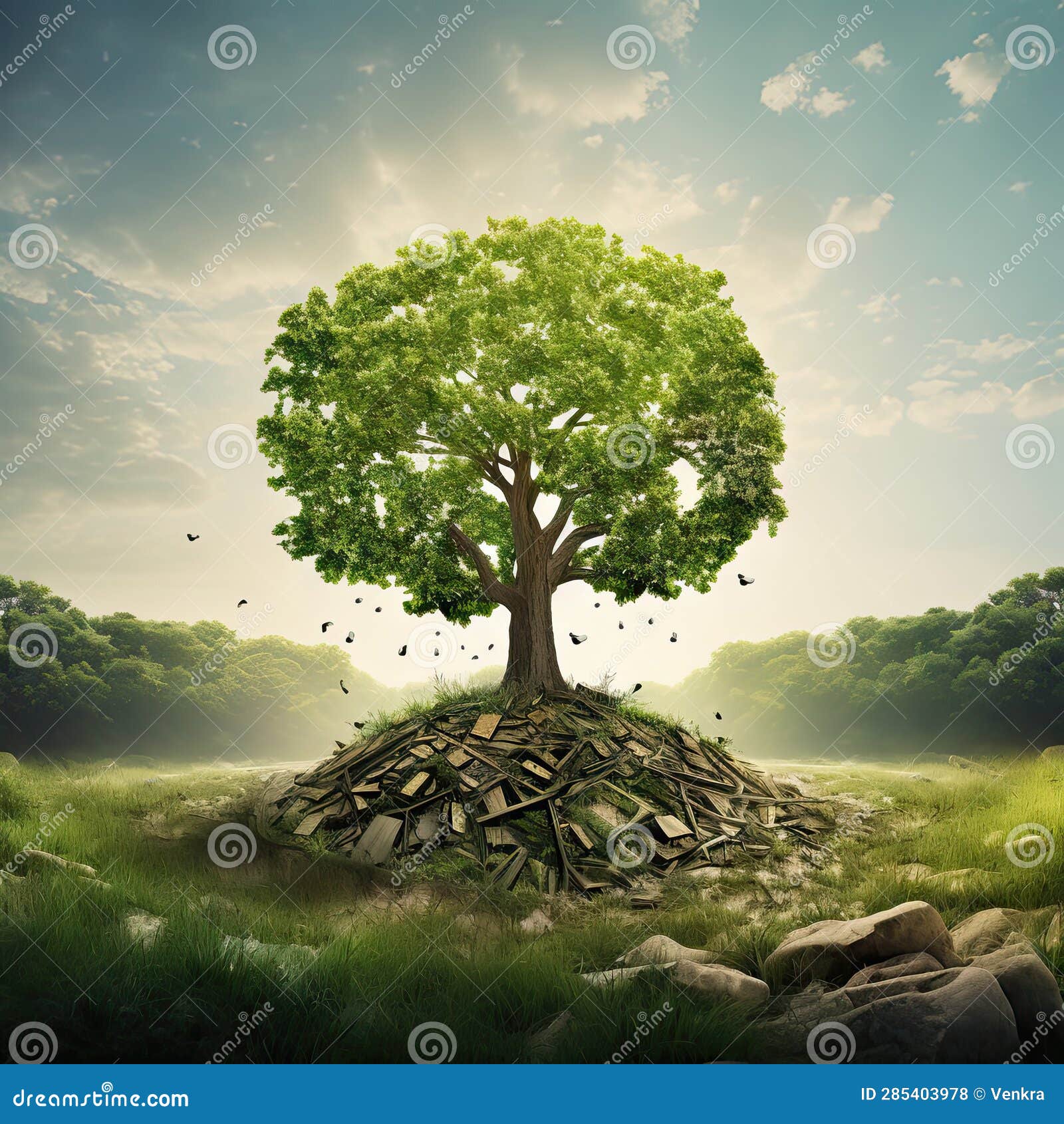 Recycling for a Clean Environment Tree Growing through Them Stock ...