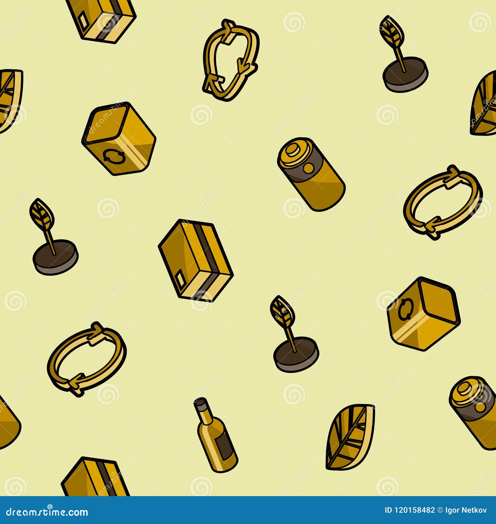 Recycling Color Outline Isometric Pattern Stock Vector - Illustration ...