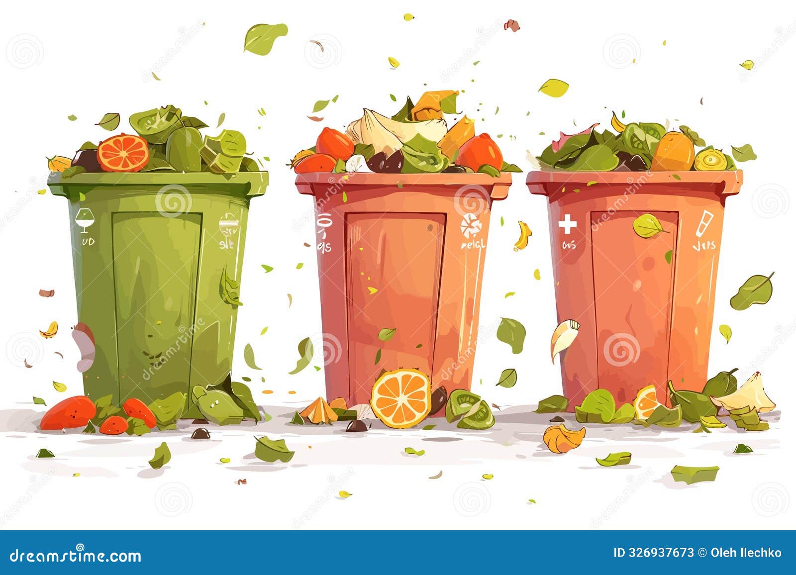 Composting Bin With Kitchen Scraps, Top View. No Food Wasted. Recycling ...