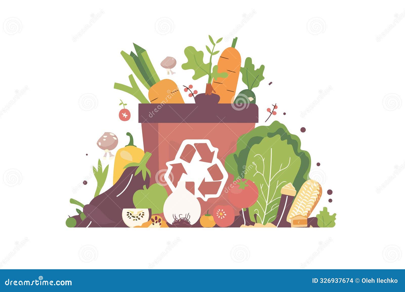 Recycling and Composting Kitchen Waste Isolated Vector Style Stock ...