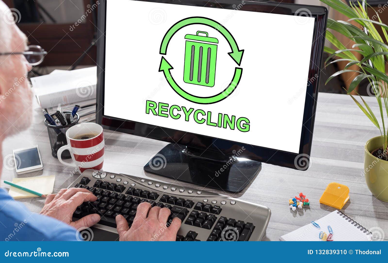 Recycling Concept on a Computer Stock Photo - Image of garbage, reduce ...