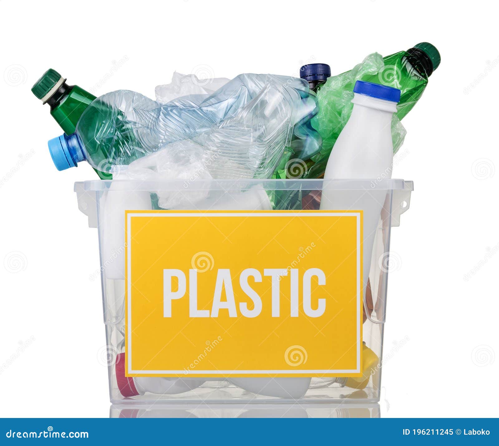 Recycling Concept Container With Plastic Bottles And Plastic