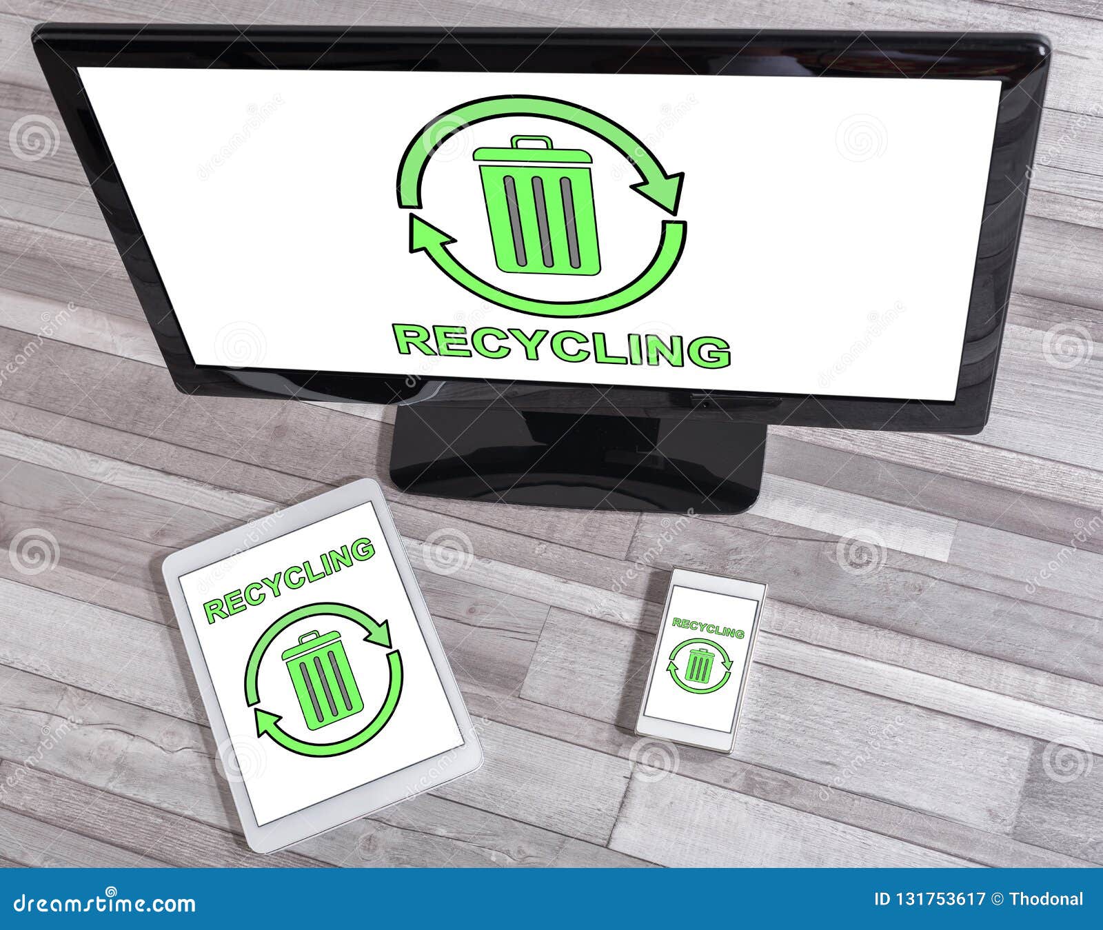 Recycling Concept on Different Devices Stock Illustration ...