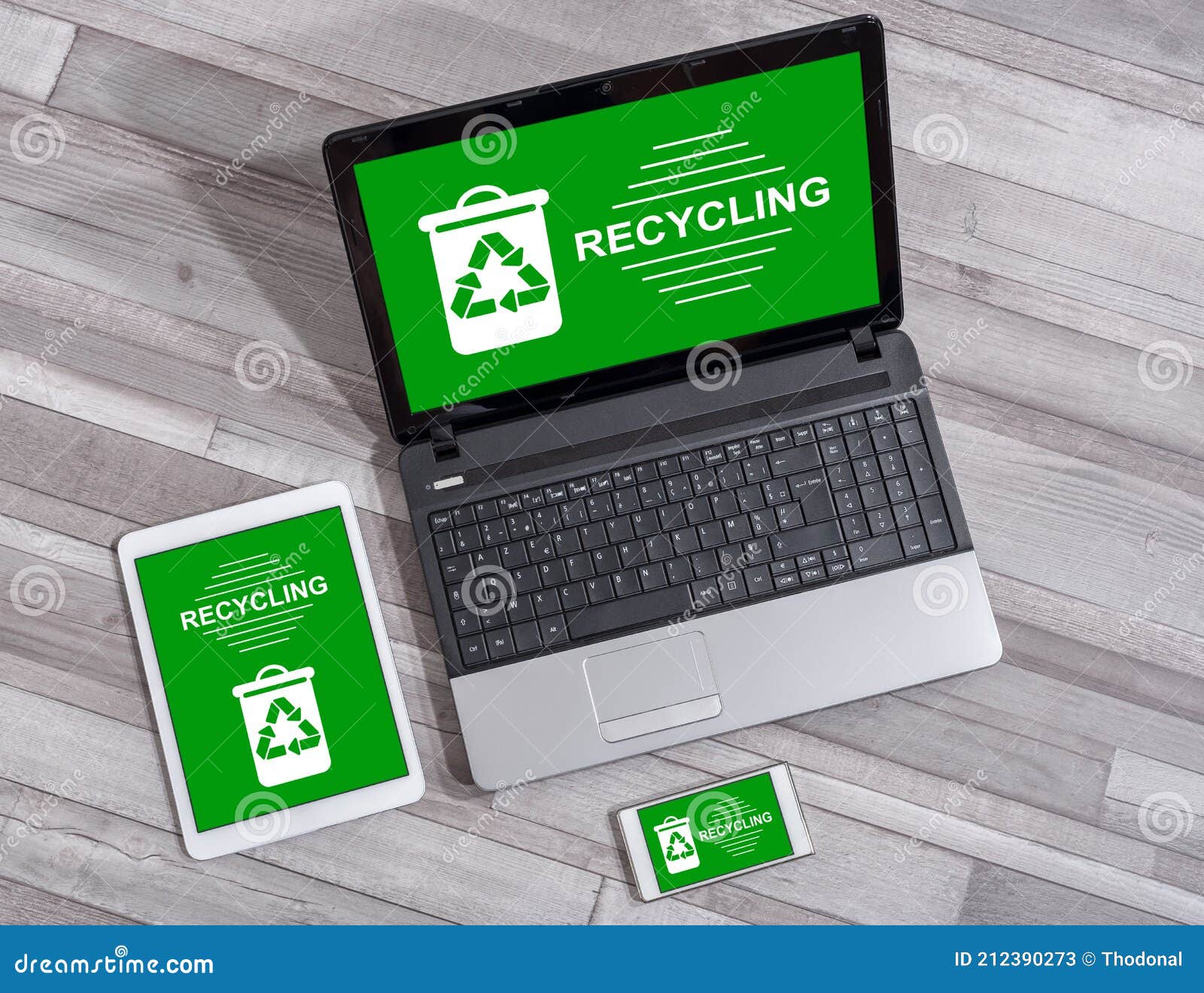 Recycling Concept on Different Devices Stock Image - Image of recycle ...