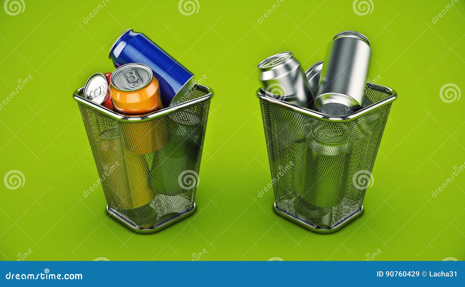 Recycling Concept: Drink Cans in the Trash Bin. Stock Illustration ...