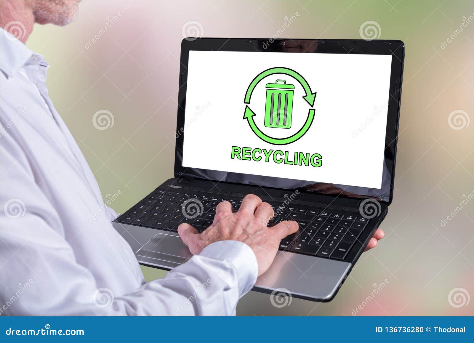 Recycling Concept on a Laptop Stock Photo - Image of recycling, trash ...