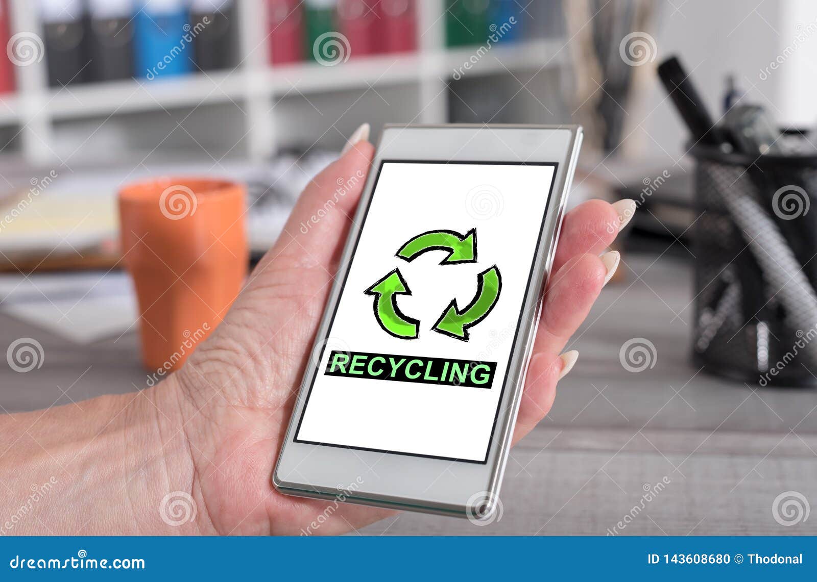 Recycling Concept on a Smartphone Stock Photo - Image of ecological ...
