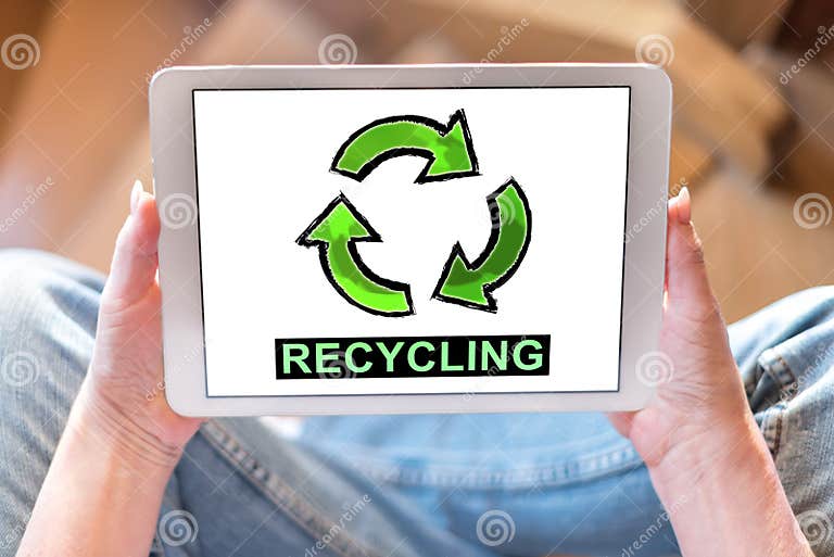 Recycling Concept on a Tablet Stock Photo - Image of recycle ...