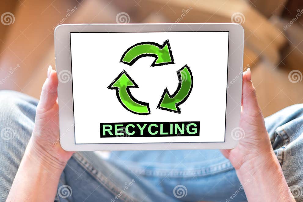 Recycling Concept on a Tablet Stock Photo - Image of recycle ...