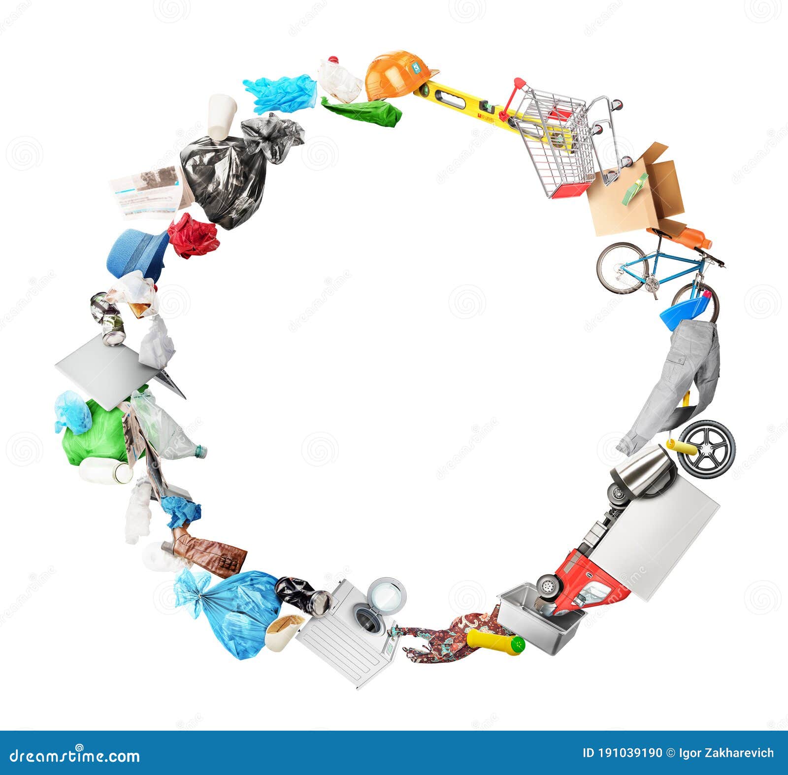 The Transition Of Recycled Materials To Various Things In A Circle ...