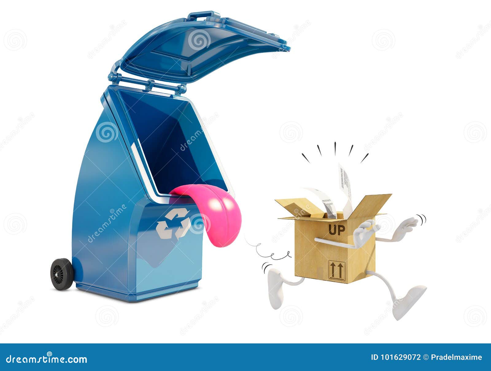 Recycling Container for Paper Eats Paperboard Character Stock ...