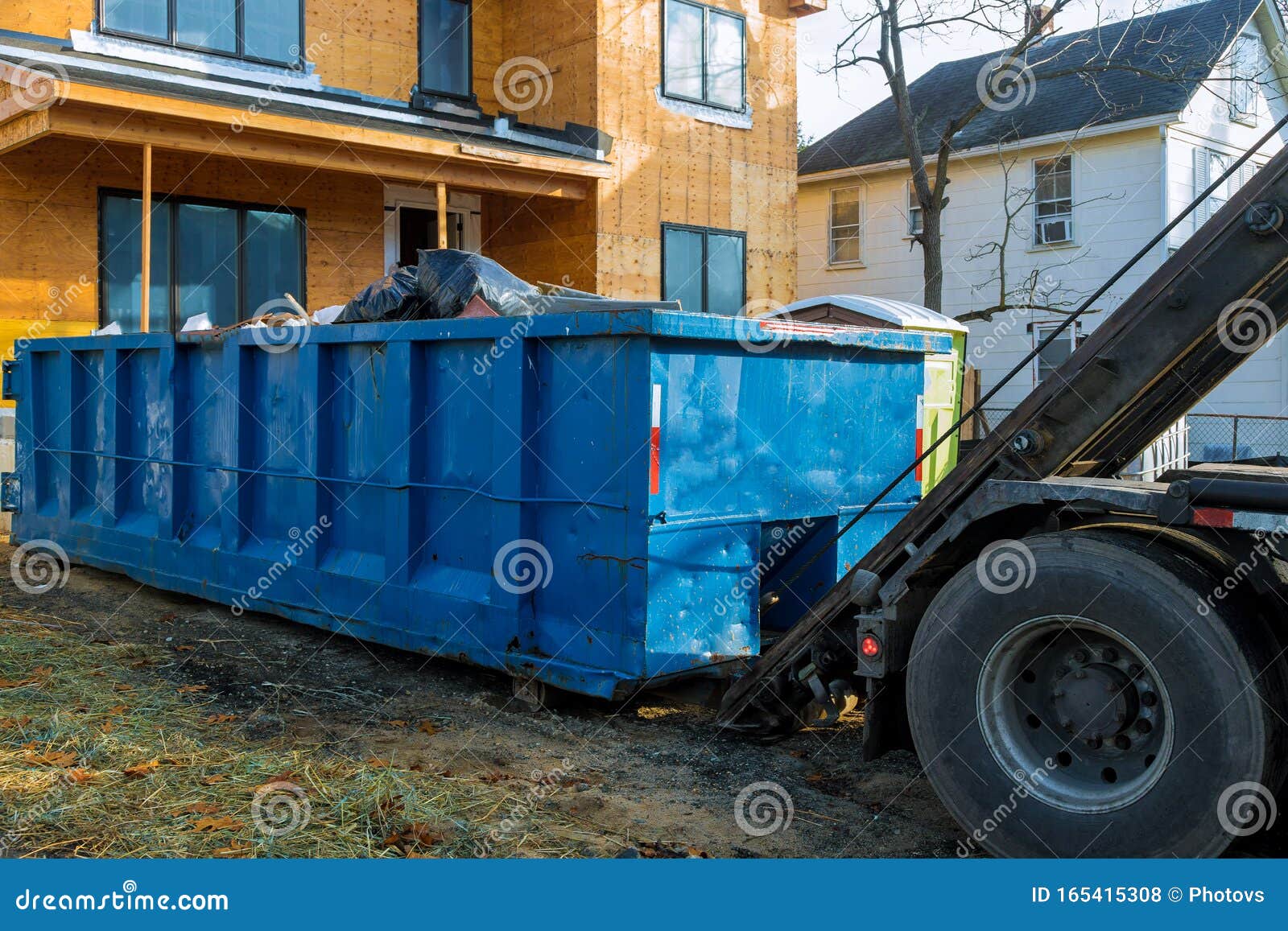 Recycling Container Trash Dumpsters Being Full with Garbage Stock Photo ...