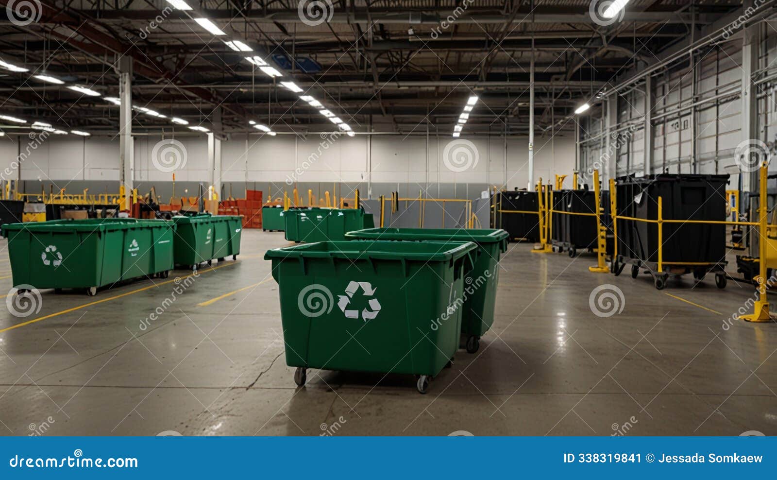 Recycling Facility Interior with Designated Areas Stock Illustration ...