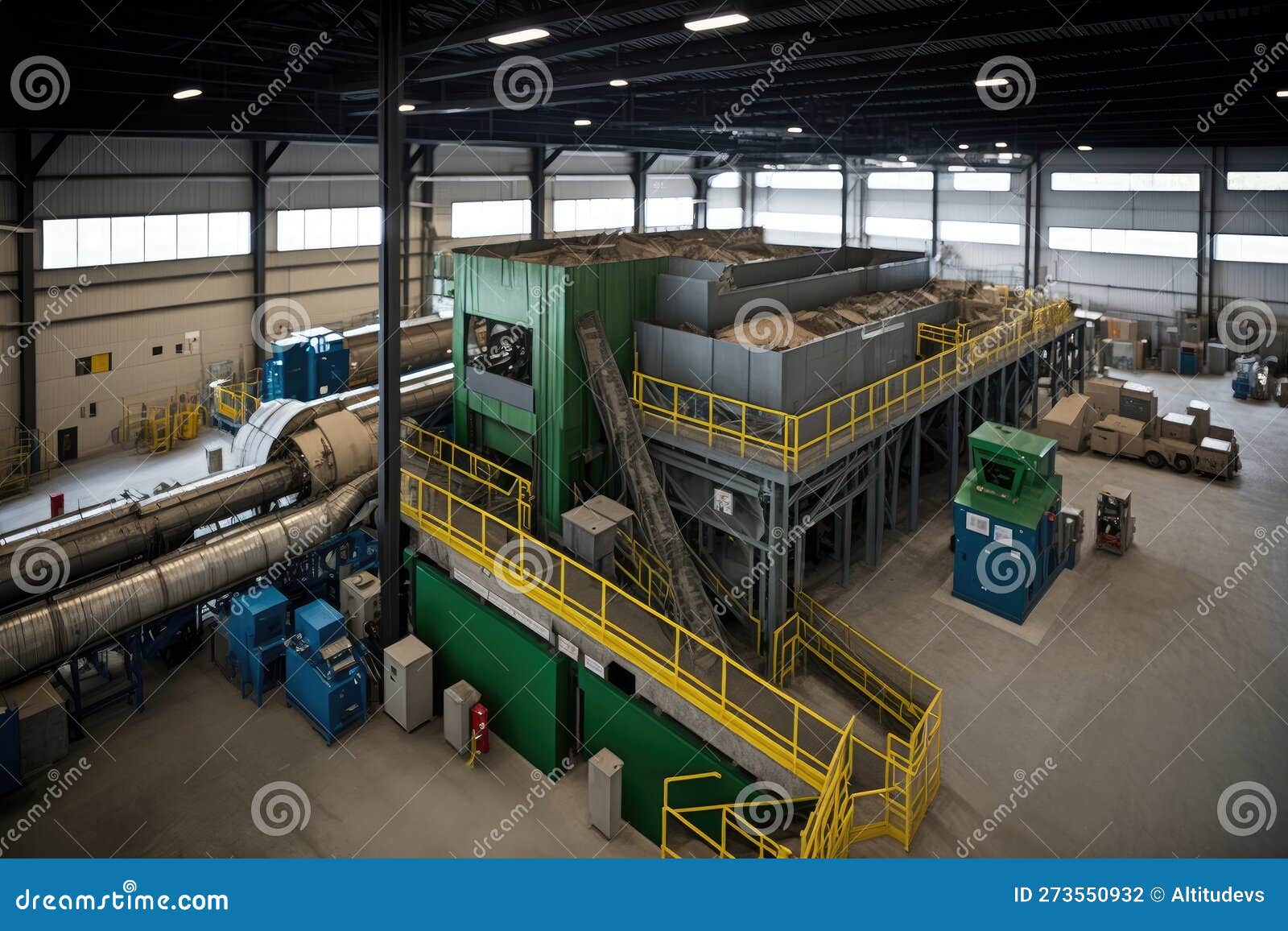 Recycling Facility, with Lines of Bins and Sorting Machines for ...