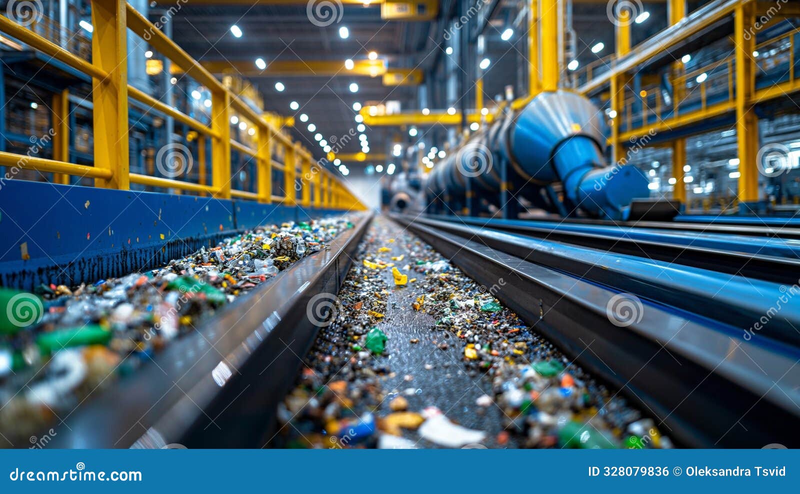 Recycling Facility with Sorting Machines, Conveyor Belts, and Workers ...